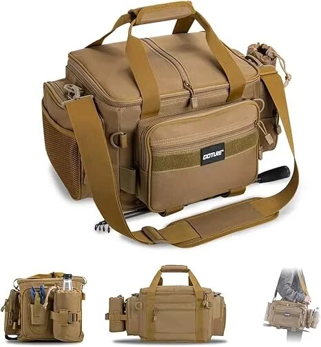 Сумка для рыбалки Goture 600D, бежево-коричневая, 45x30x24см