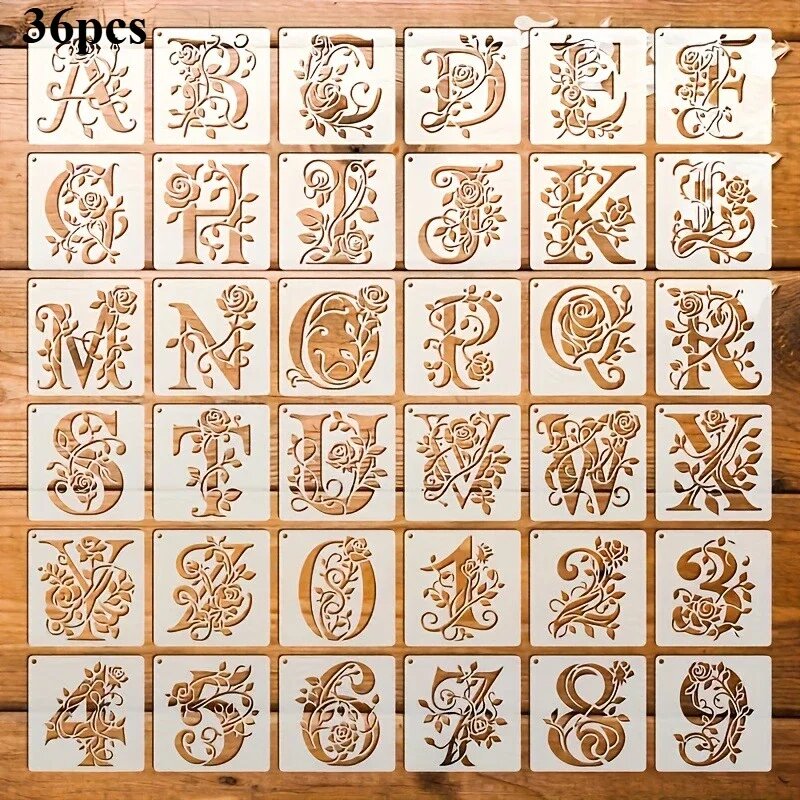 Трафареты буквы и цифры, набор 36pcs
