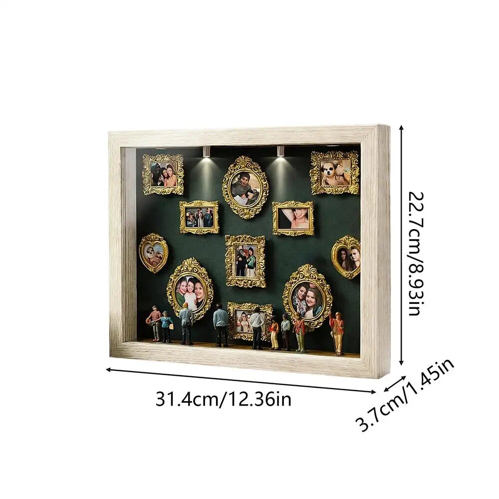 Мини-музей для фото с подсветкой, natural wood