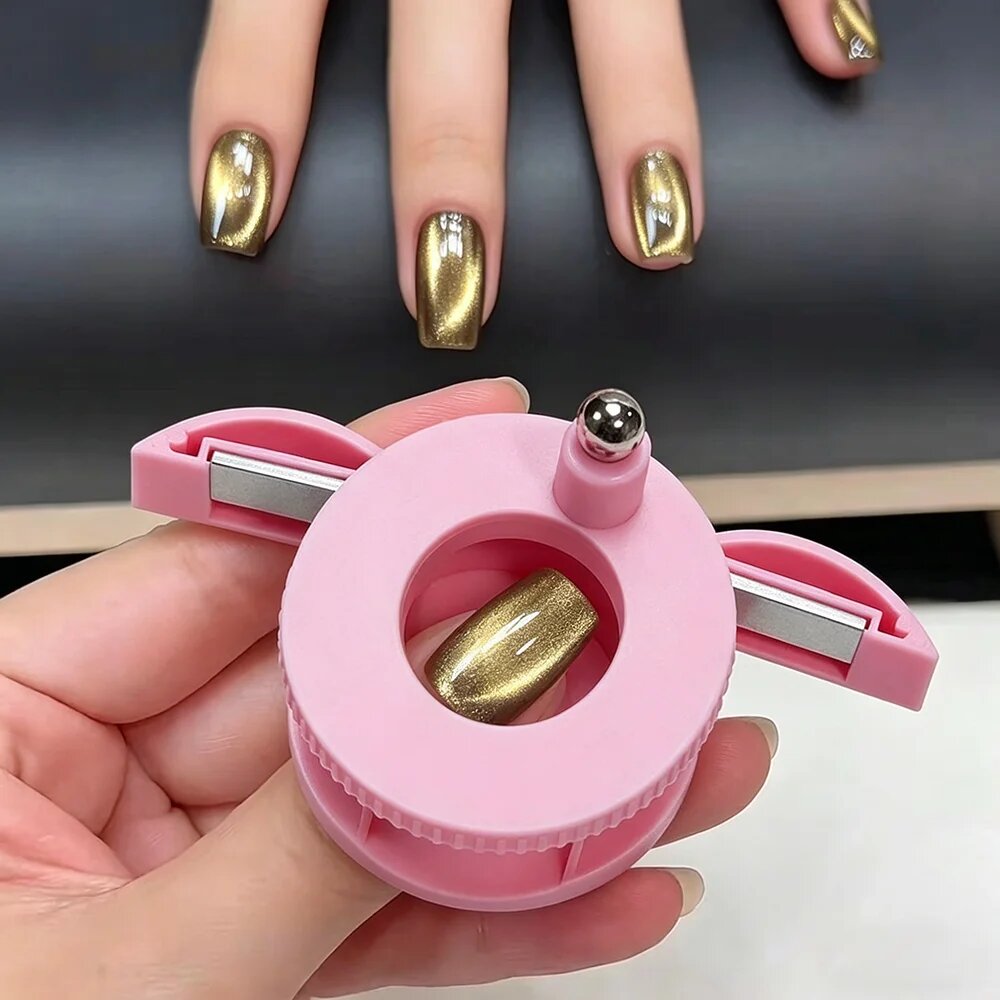 Автоматические магниты для нейл-арта с эффектом кошачьего глаза Pink 1Pc