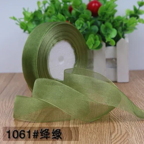 Ленты органза мerylover 50 ярдов 12-25 мм jiang green, 20mm organza