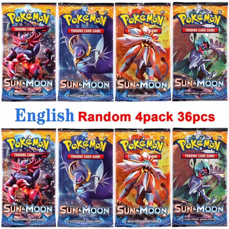 Коллекционные карты Pokemon 4 упаковки TAKARA TOMY 36 SUN MOON English