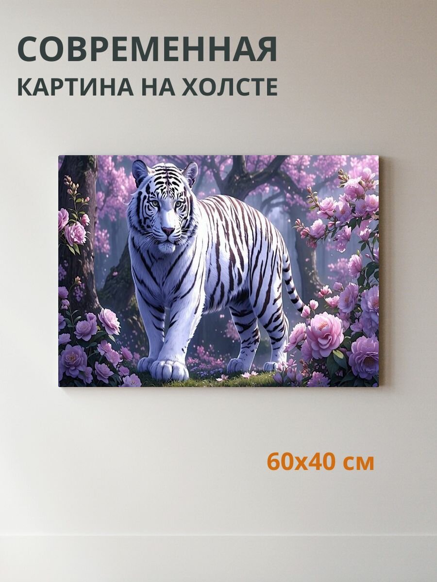 Картина на холсте Белый тигр 60x40 см