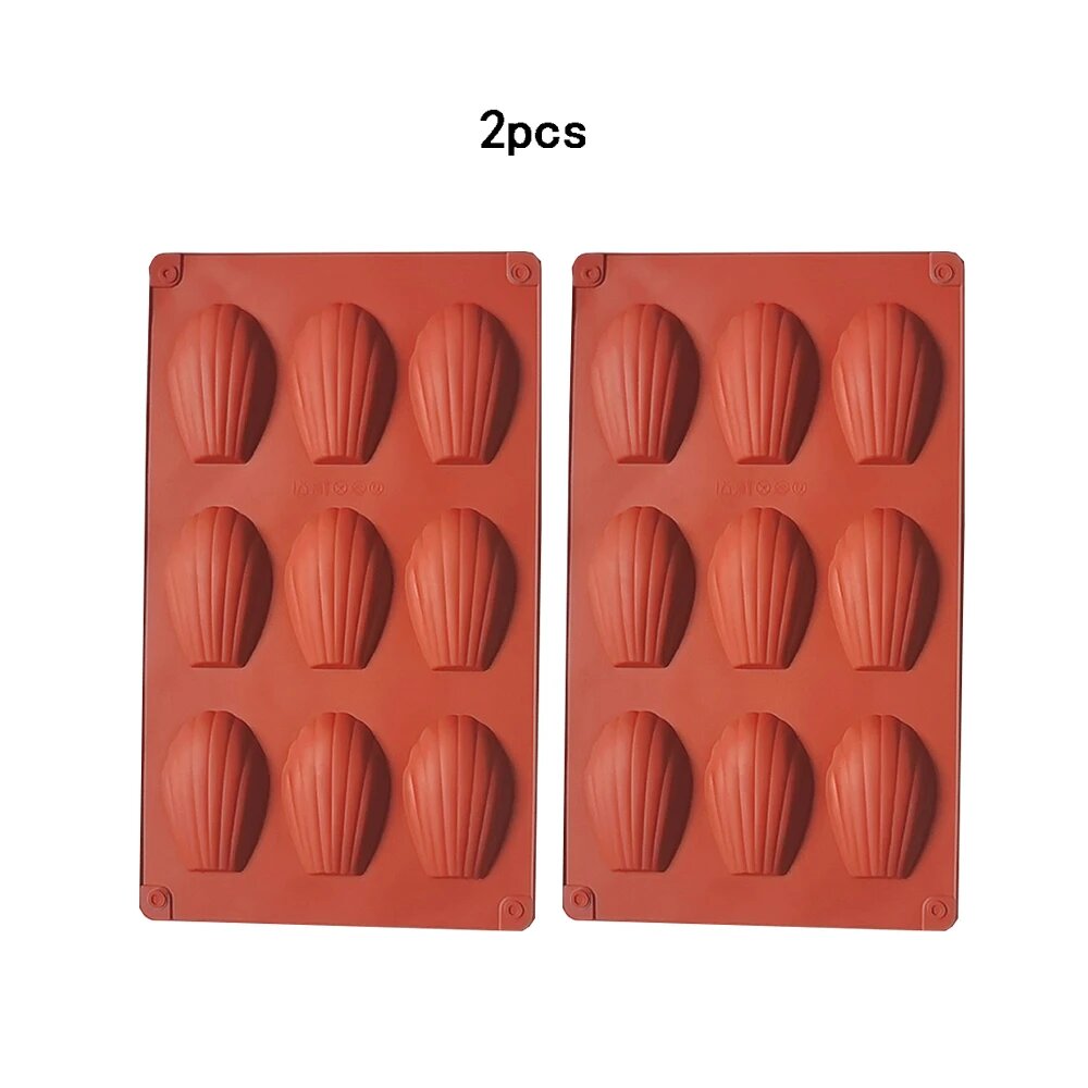 Силиконовая форма для мадлен, 9 ячеек 2pcs-brick red