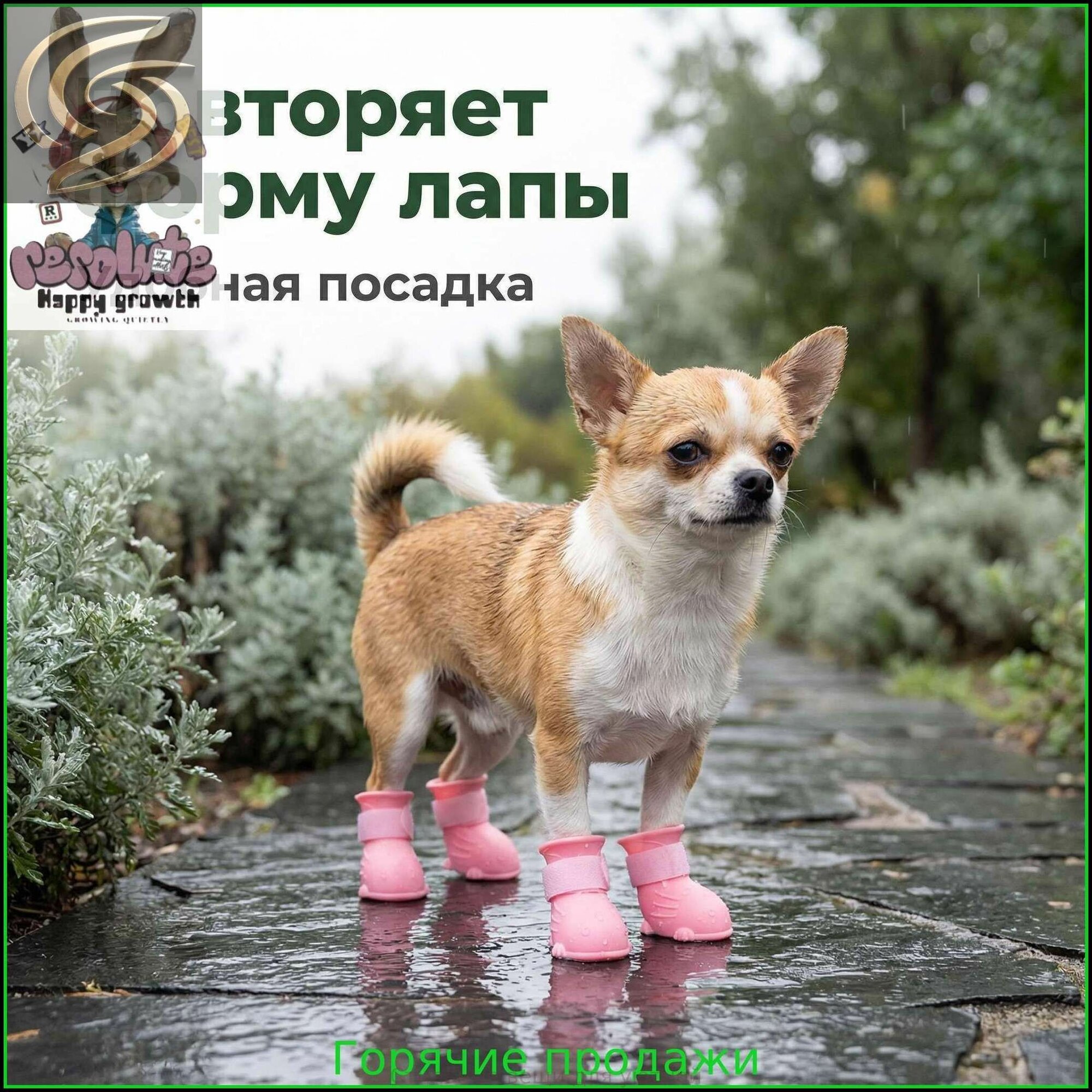 Ботинки дождевики для собак и кошек, силиконовые розовые, водонепроницаемые, антискользящие, на липучке, всепогодные, 4 шт, размер S(4 3,5 см)