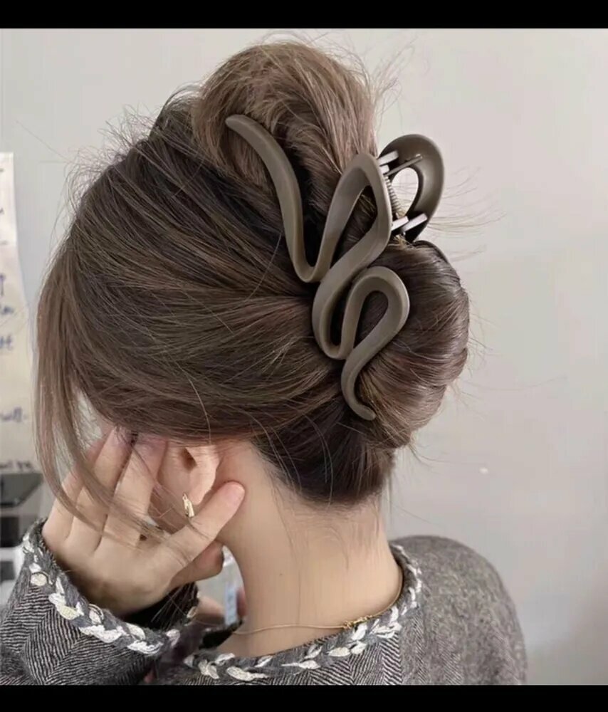 Краб для волос FreshStyle Змея серо-коричневая 13 см