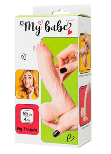 78516 Реалистичный фаллоимитатор My Babe My Treasure, TPE, телесный, 18,5 см. Фаллоимитатор с подвижным слоем кожи на присоске