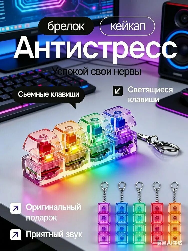 Брелок с клавиатурой, декомпрессионные игрушки со светодиодной подсветкой, для детей и взрослых в подарок