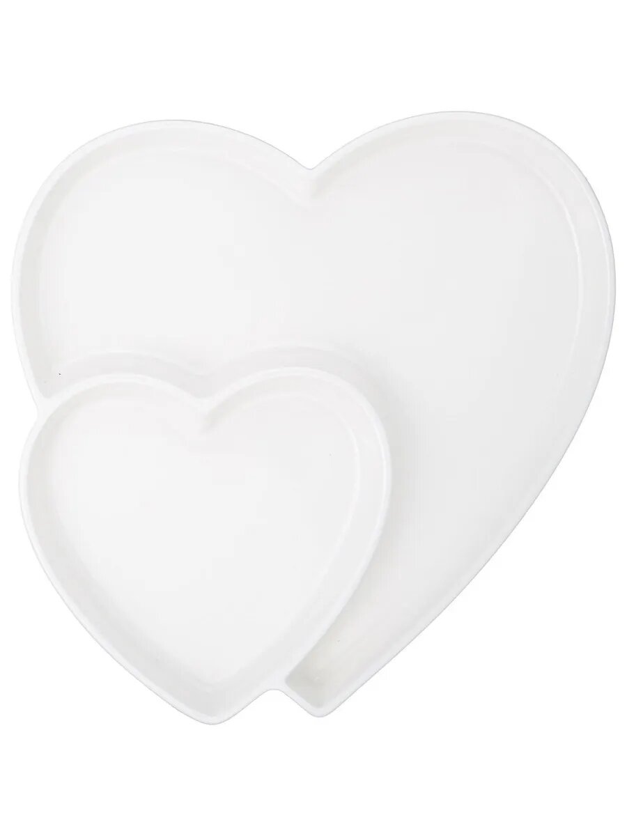 Менажница фарфоровая белая в форме сердца 2 секции