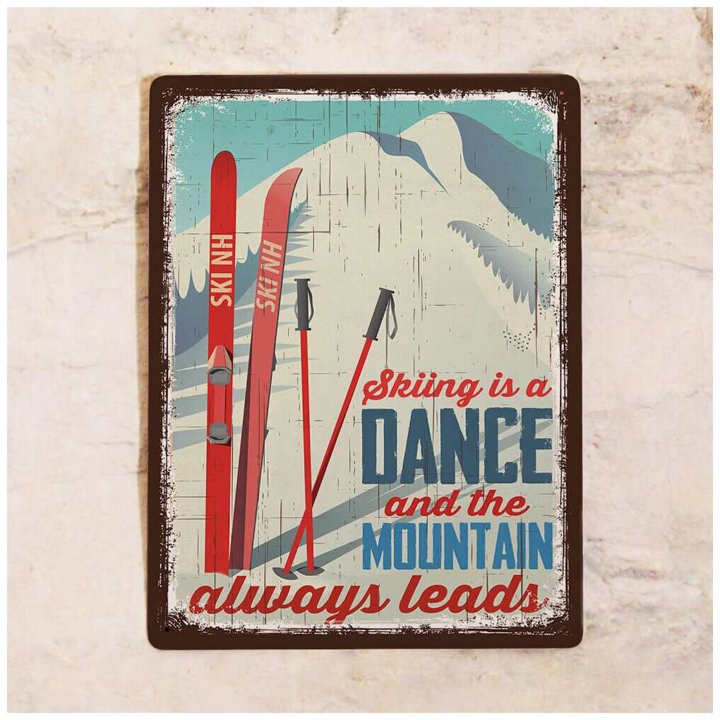 Жестяная табличка Skiing, металл, 30Х40 см