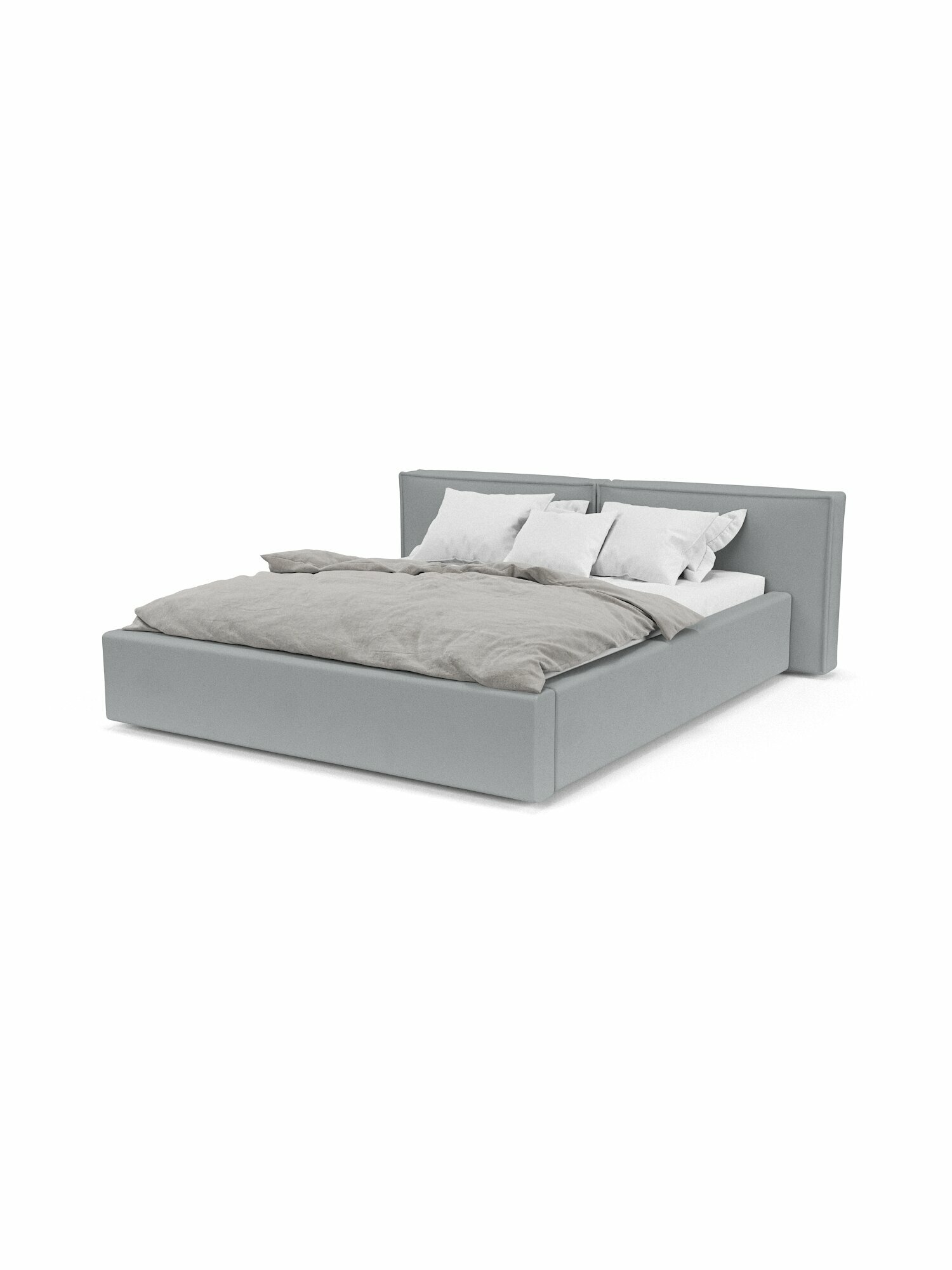 Кровать двуспальная Халдана Grey 180*200, с мягким изголовьем, с подъемным механизмом, с ящиками, велюр