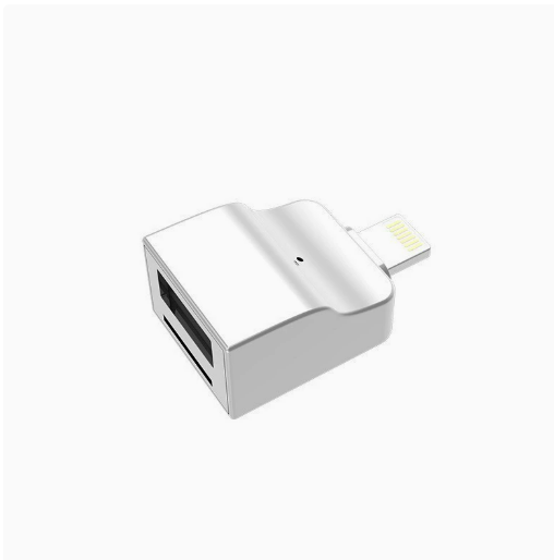 Кардридер Apple TF + USB-адаптер, поддержка Micro SD + OTG (USB 3.0), металлический корпус, серебристый.