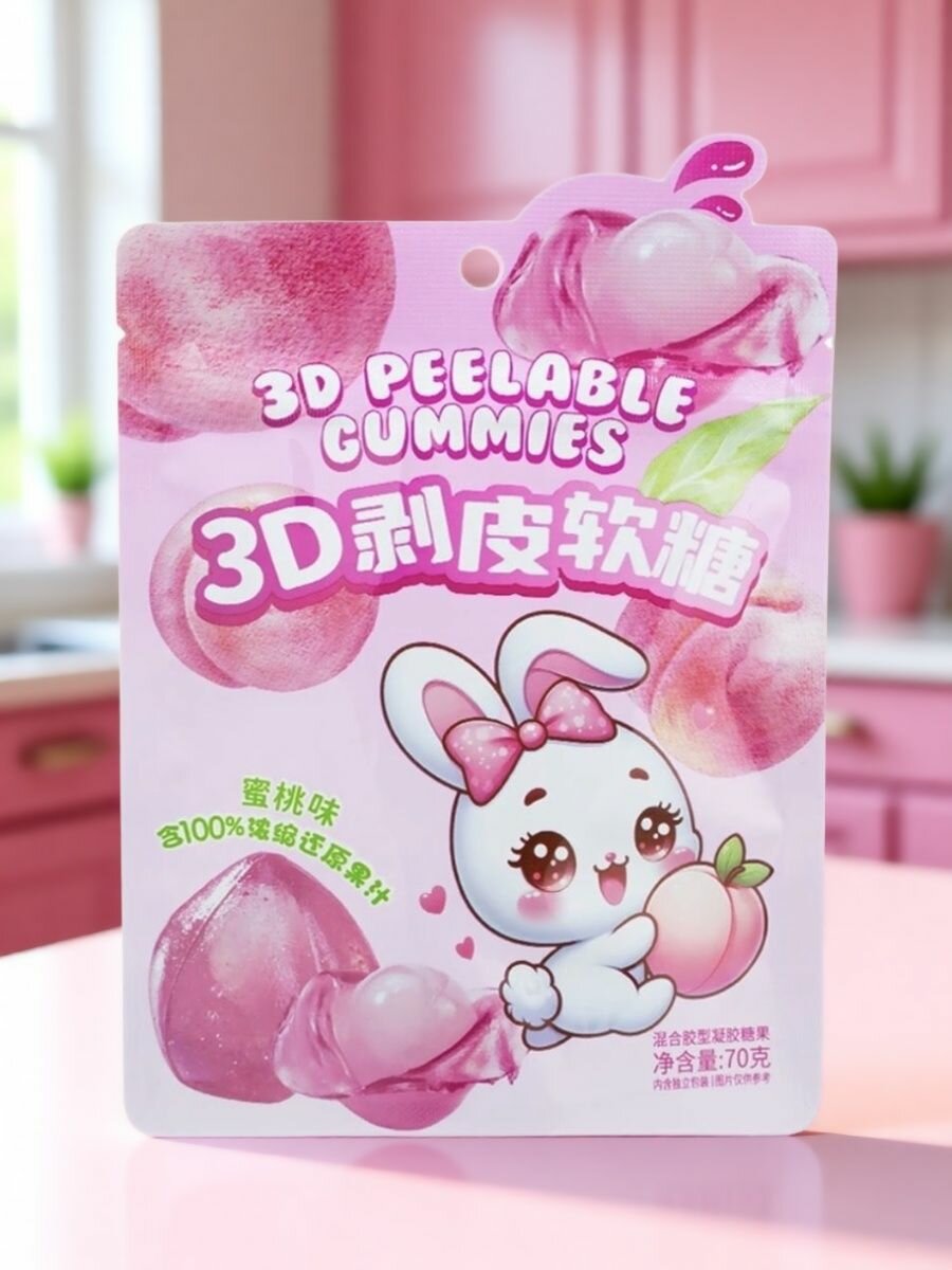 Мармелад желейный, сочный Персик, 3D- фрукты, 70г