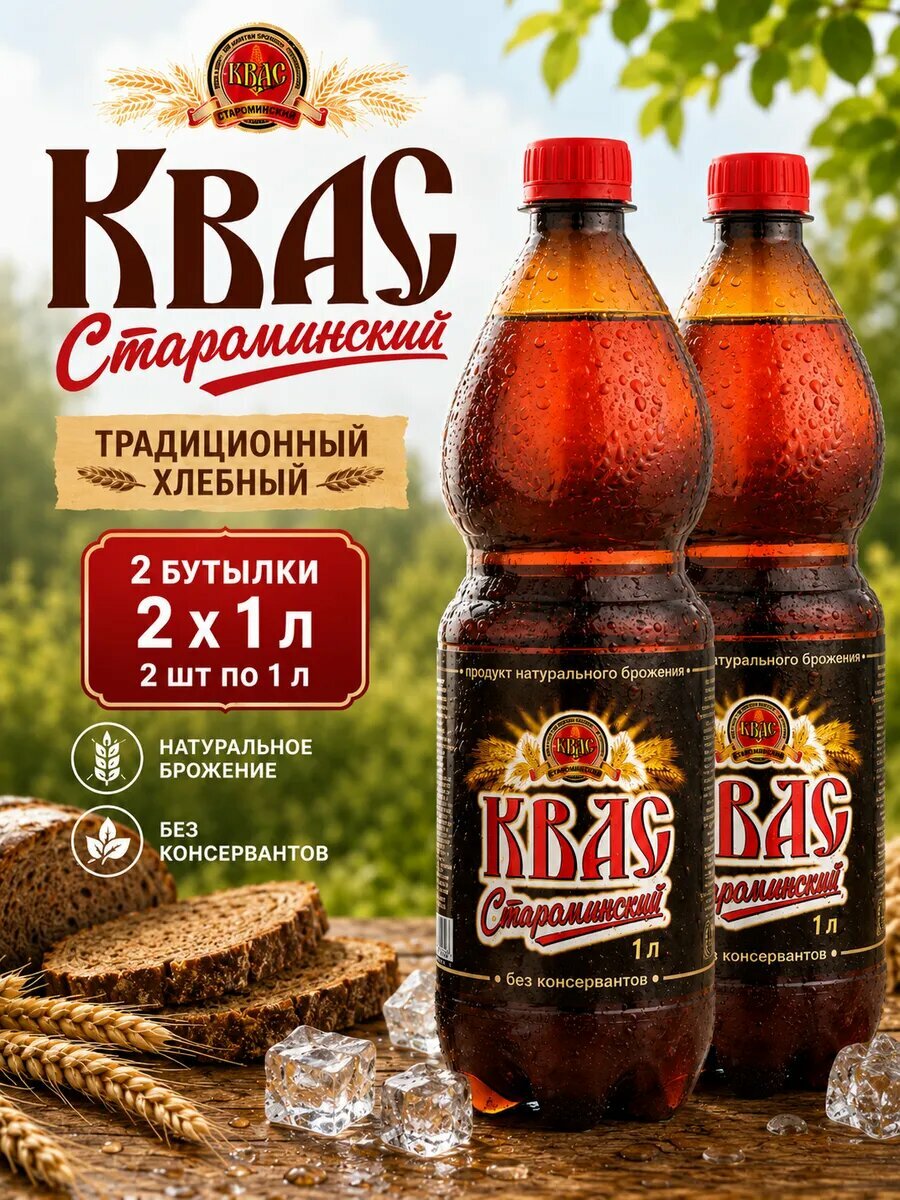 Квас Староминский Традиционный хлебный 2 литра