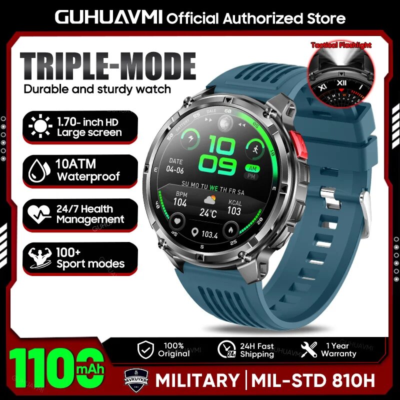 Мужские умные часы GUHUAVMI T-Rex3 Ultra Blue