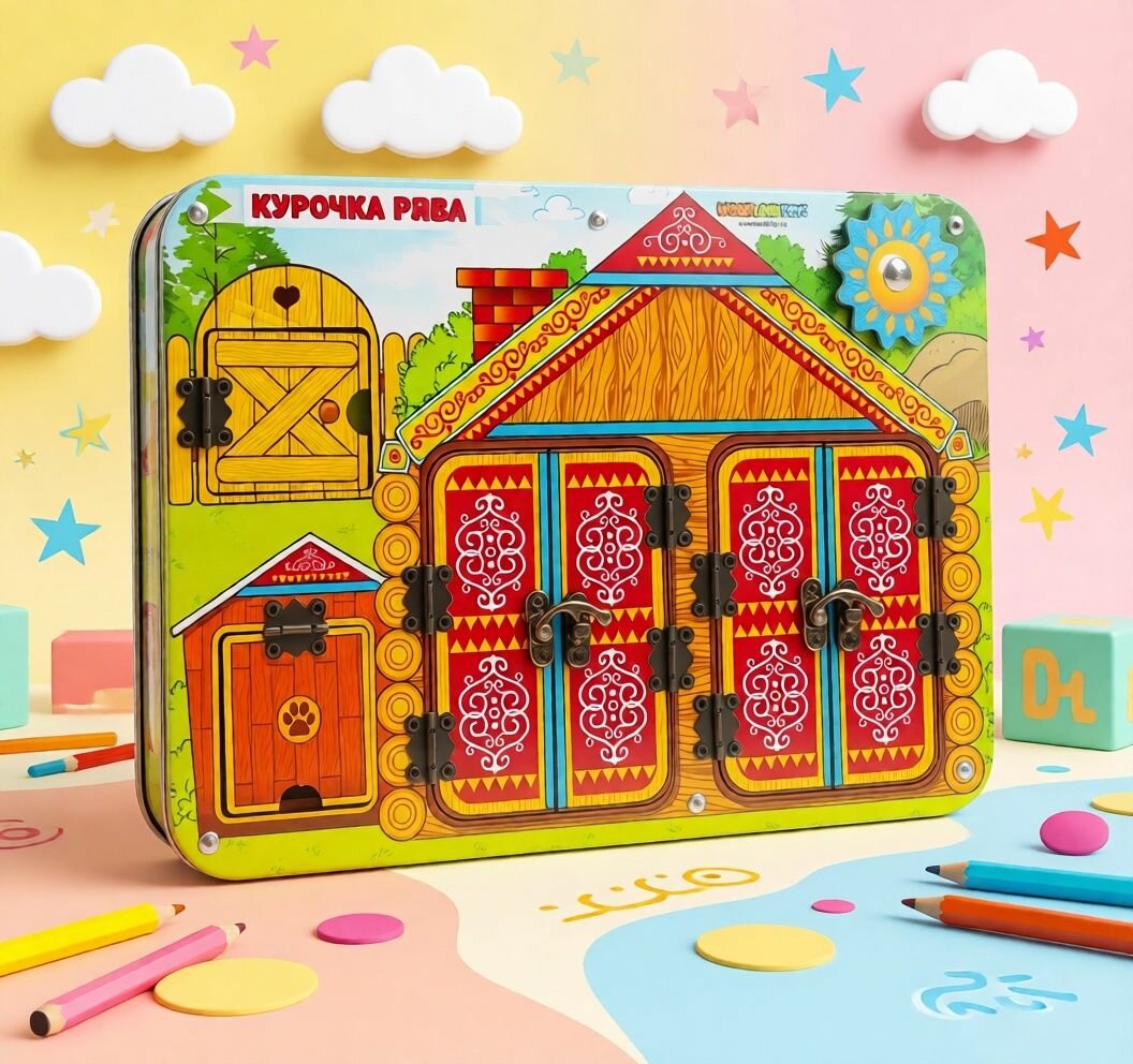 Бизиборд для малышей развивающий- " Курочка ряба "