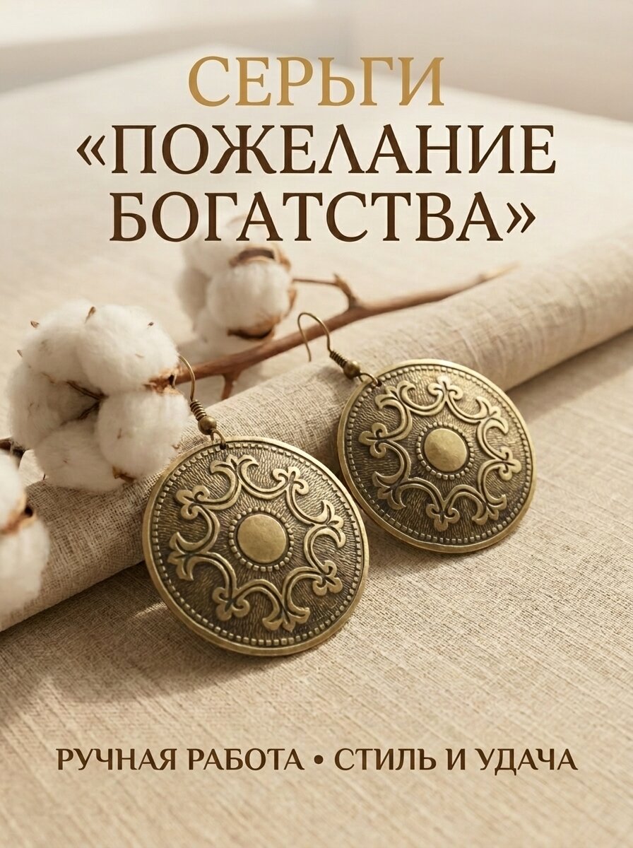 Серьги с подвесками, славянский оберег