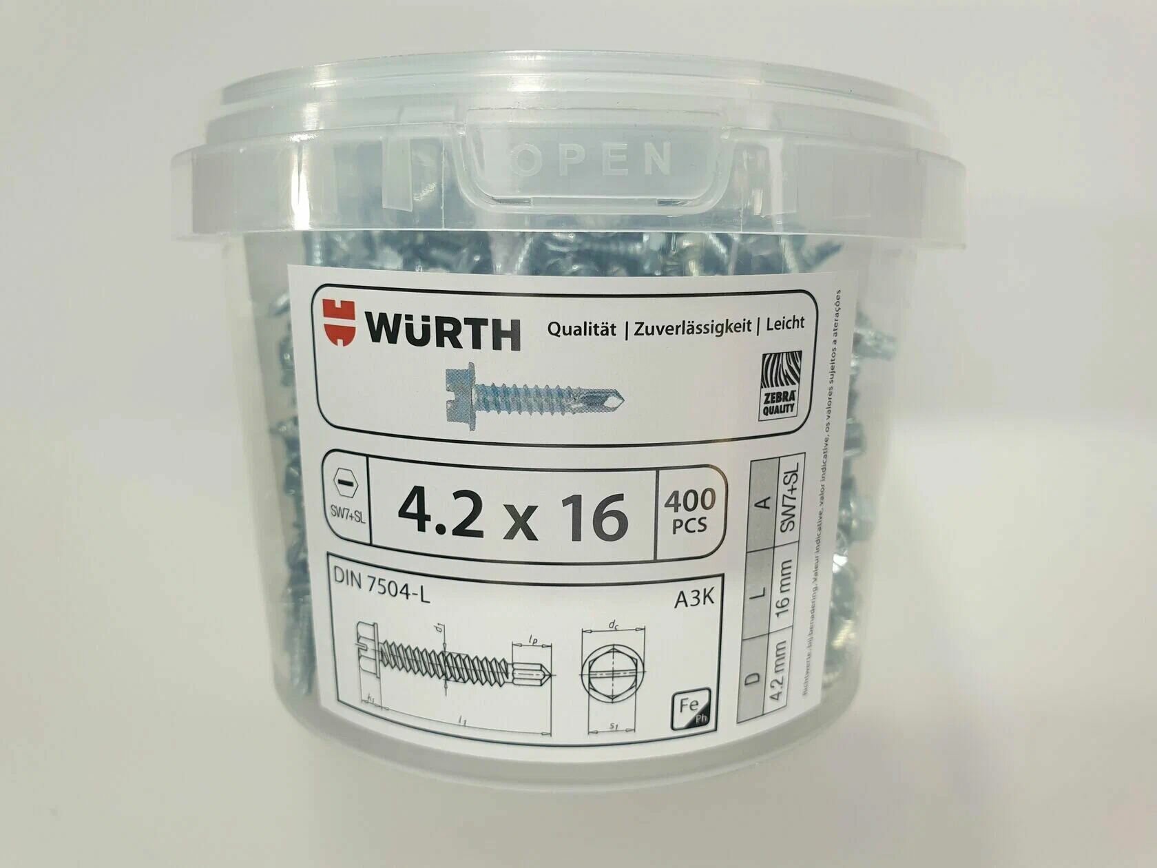 Саморез DIN 7504 L 4.2x16 (400 pcs) WURTH, Германия