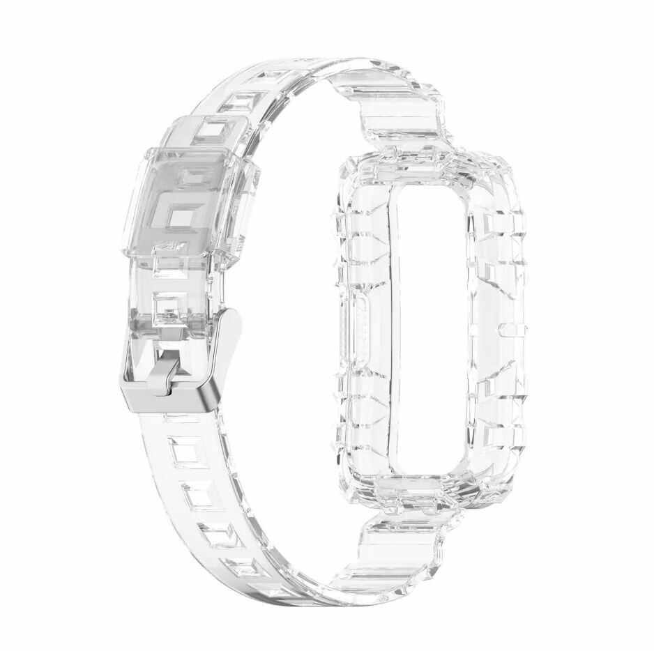 Ремешок для Huawei Band 6, 6pro, 7, 8, 9, 10, honor band 6, 7, прозрачный с гранями