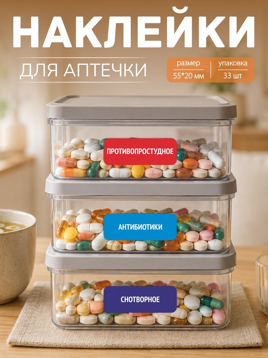 Наклейки Амарант для Аптечки, 36 наклеек