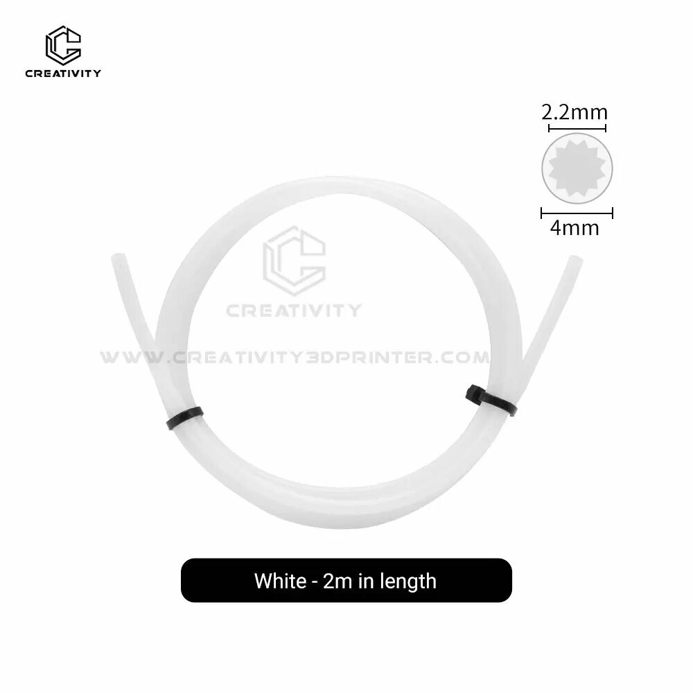 Трубка PTFE для 3D-принтера Creativity ID 2,2 мм OD 4 мм White 2m