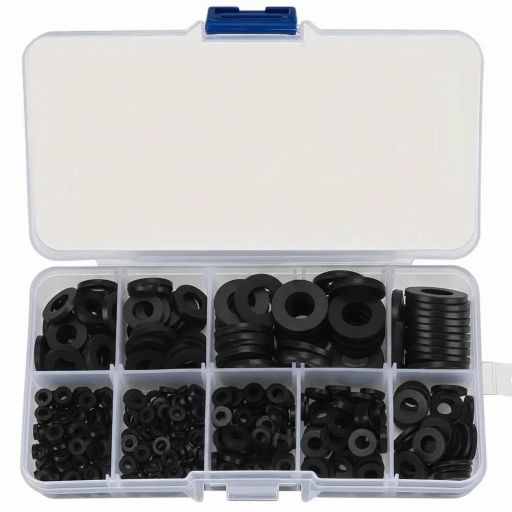 Плоские силиконовые уплотнители черного и белого цвета Черный, Black, 250pcs