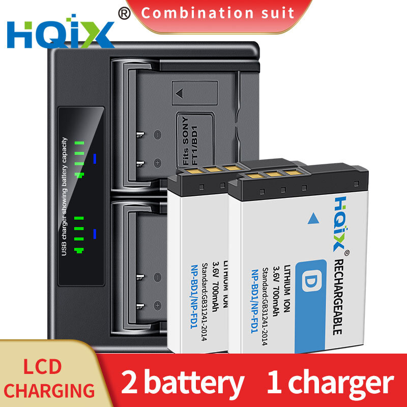 HQIX для Sony DSC-T900 T2 TX1 T75 T77 T300 T200 T500 T90 T700 digital камера NP-BD1 / NP-FD1 Двойное зарядное устройство Аккумулятор