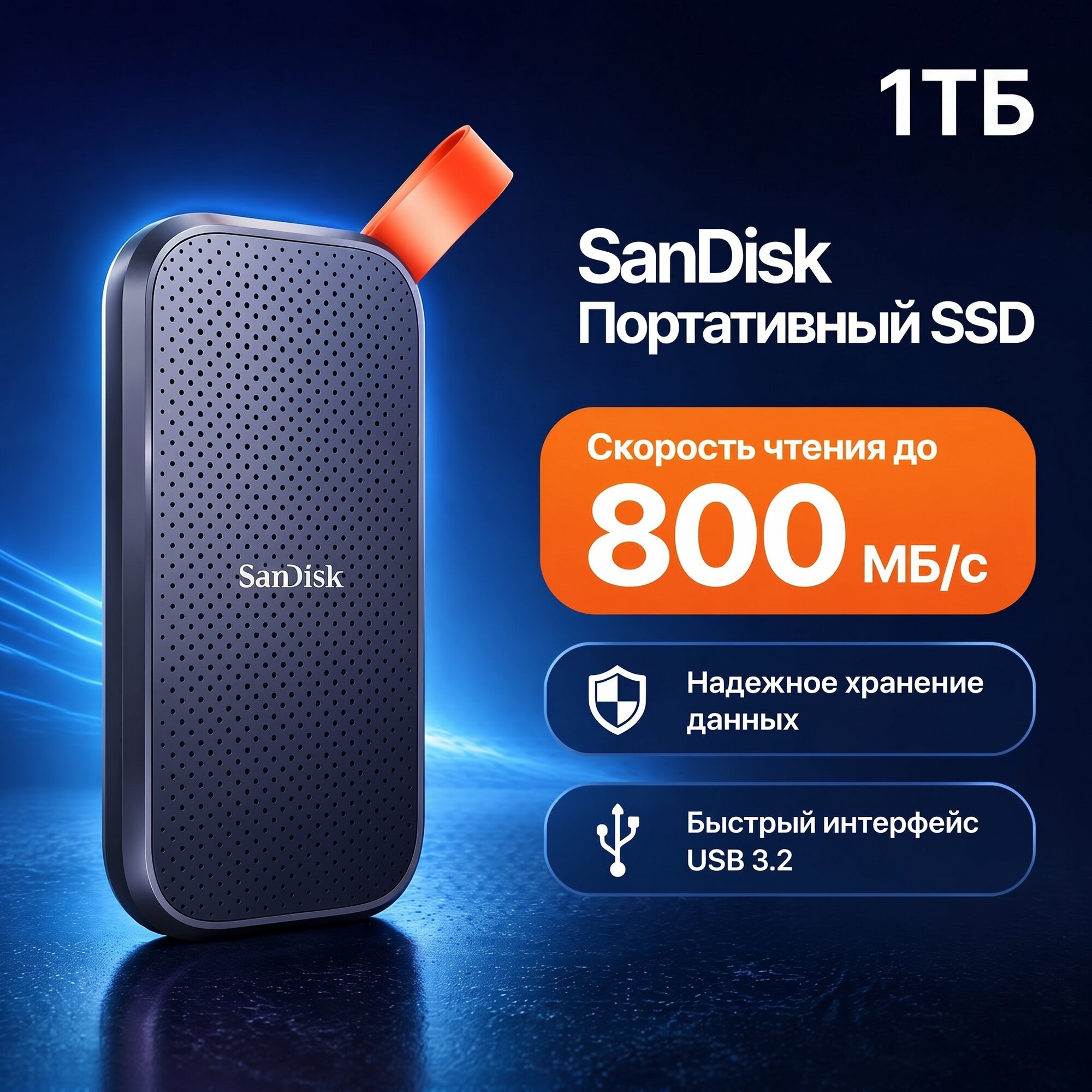 Портативный SSD SanDisk SDSSDE30,1 ТБ, высокая скорость USB-C, обновленная прошивка, ударопрочный внешний накопитель