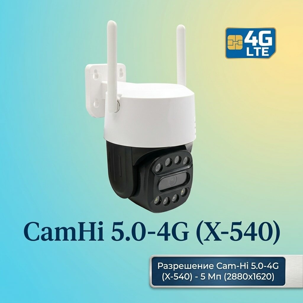 Беспроводная уличная IP 4G-SIM камера 5Mp CamHi 5.0-4G X-540