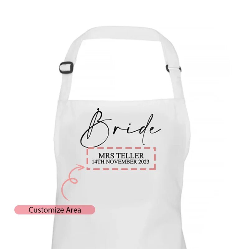 Personalised Custom Wedding Day Apron Bride Groom Mr Mrs Newlyweds Couple Bridal Shower Wedding Dress Decoration keepsake gift