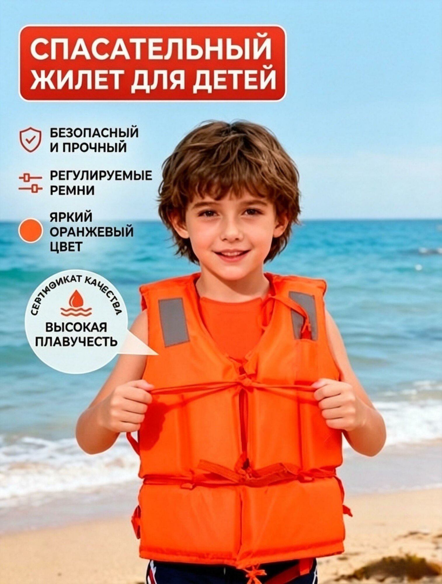 Спасательный жилет "Детские жилетки", универсальный размер, оранжевый