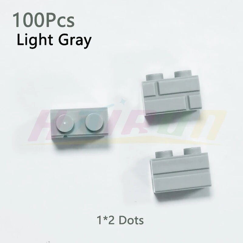 Набор строительных блоков Hairun для замков 100 шт Серый, 1x2 Light gray