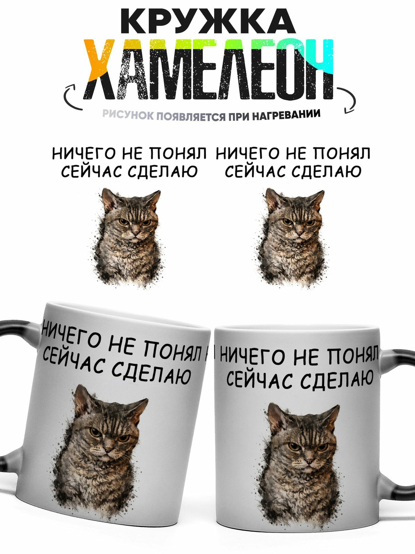 Кружка хамелеон Ничего не понял 330 мл