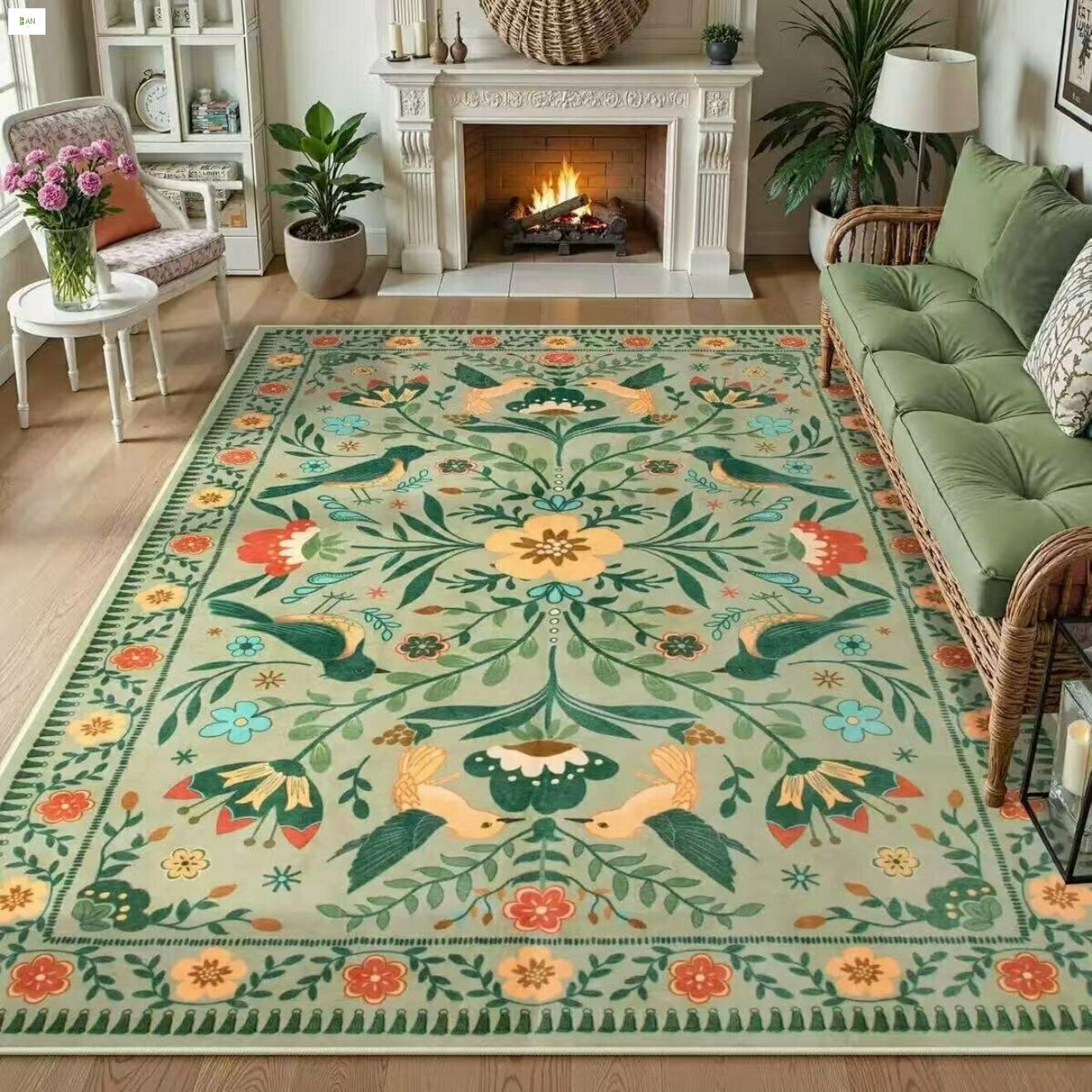 Роскошный винтажный комплект мебели и текстиля, 100x160 см, светлозелёный, где ретроковёр сочетается с французским диваном и изысканным журнальным столиком для спальни