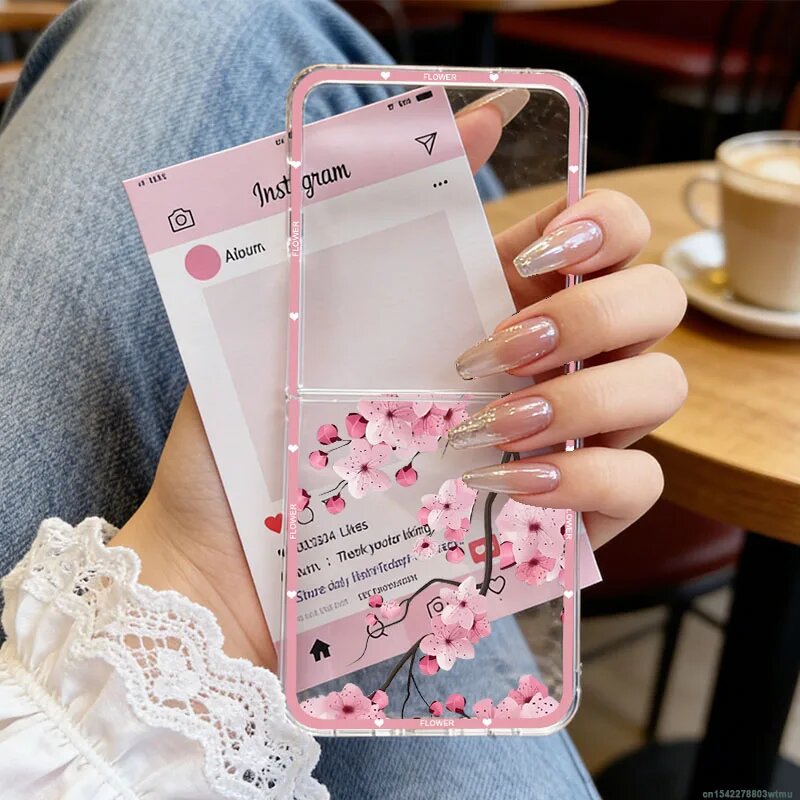 Чехол Samsung Z Flip 6 Style 3, розовые цветы