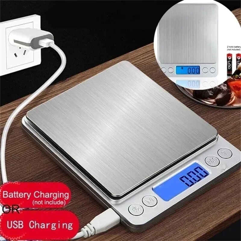 Электронные кухонные весы из нержавеющей стали 3000г 3kg 0.1g USB