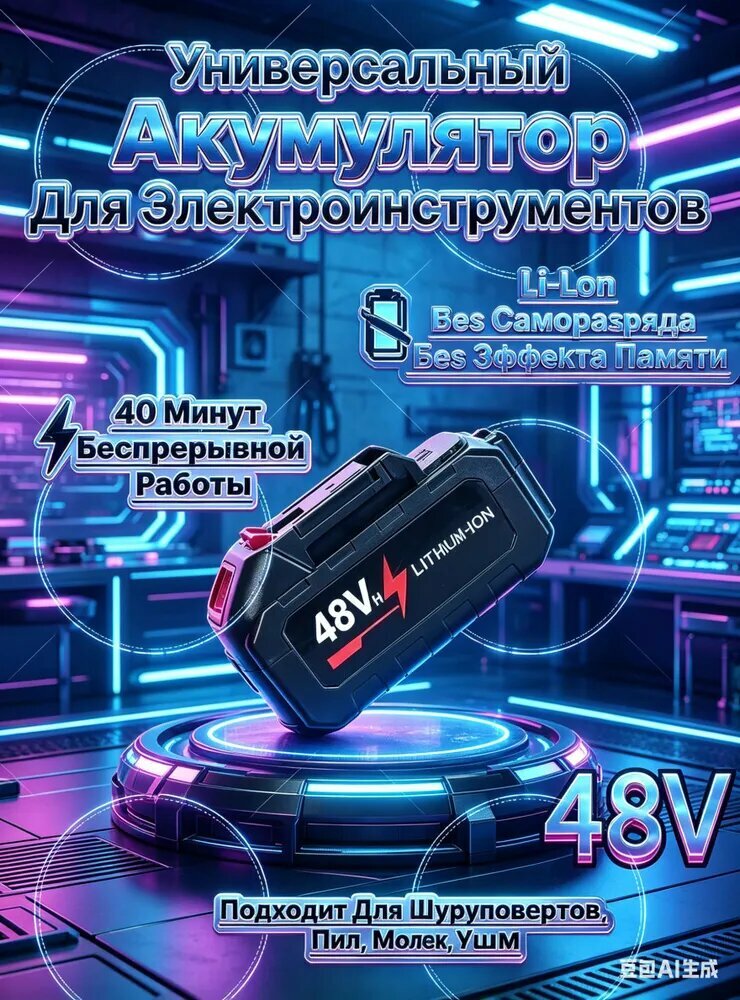 Аккумулятор_для_инструмента 48V съёмный литий-ионный внешний АКБ универсальный для триммеров кусторезов пил и шуруповёртов