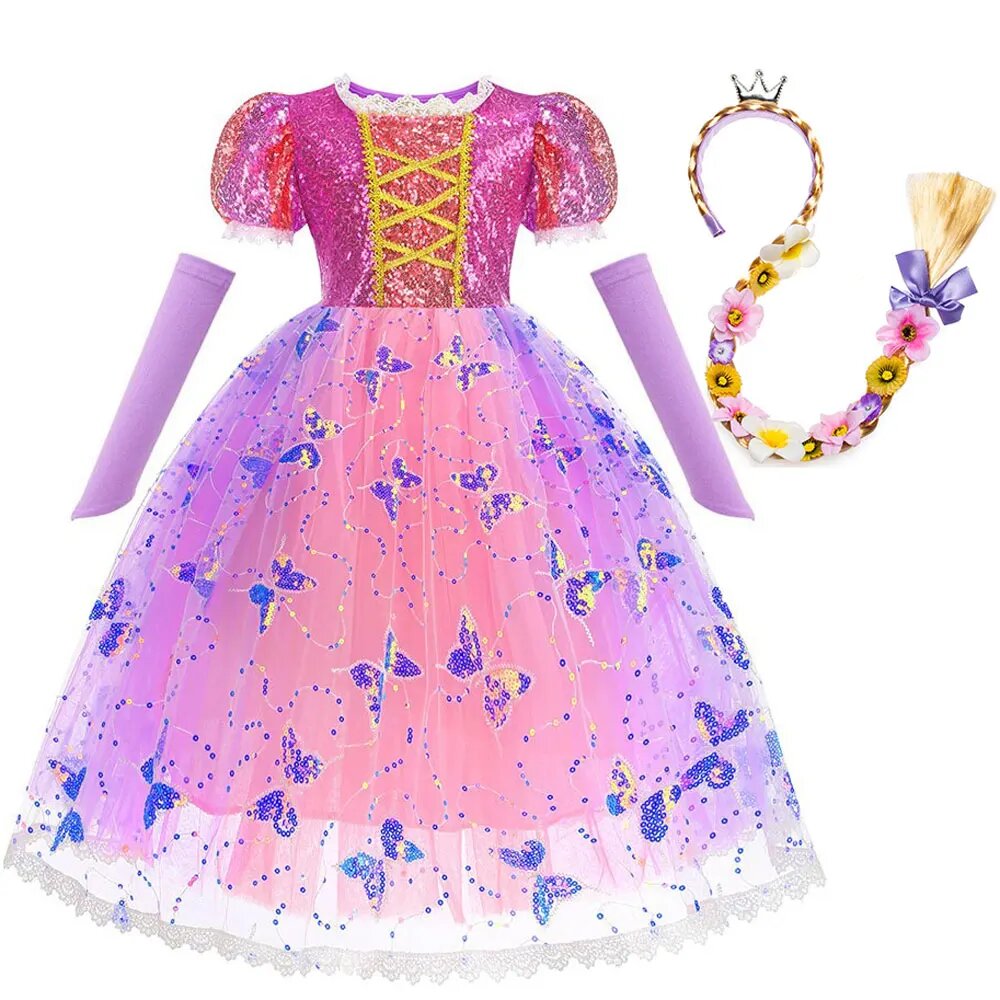 Платье Рапунцель Розовое, 9-10 лет (150см), Rapunzel Set 2
