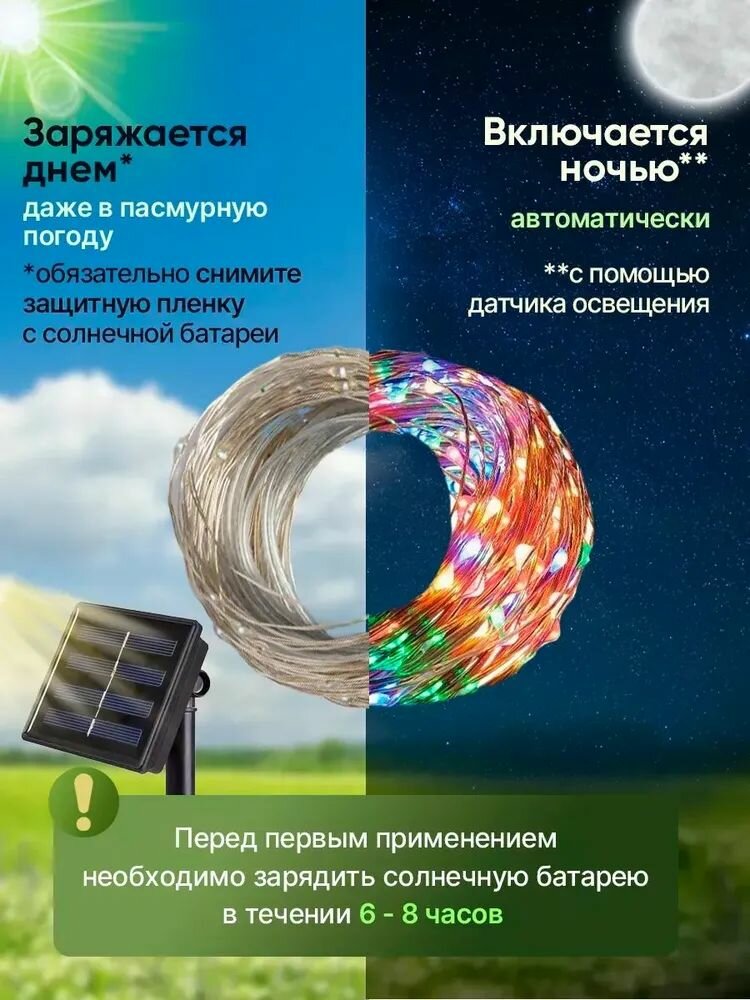 Электрогирлянда уличная Домики 50 ламп, 7 м, питание Солнечная батарея, 1 шт гирлянда уличная гирлянда на солнечной батарее домики гирлянда светодиодная уличная