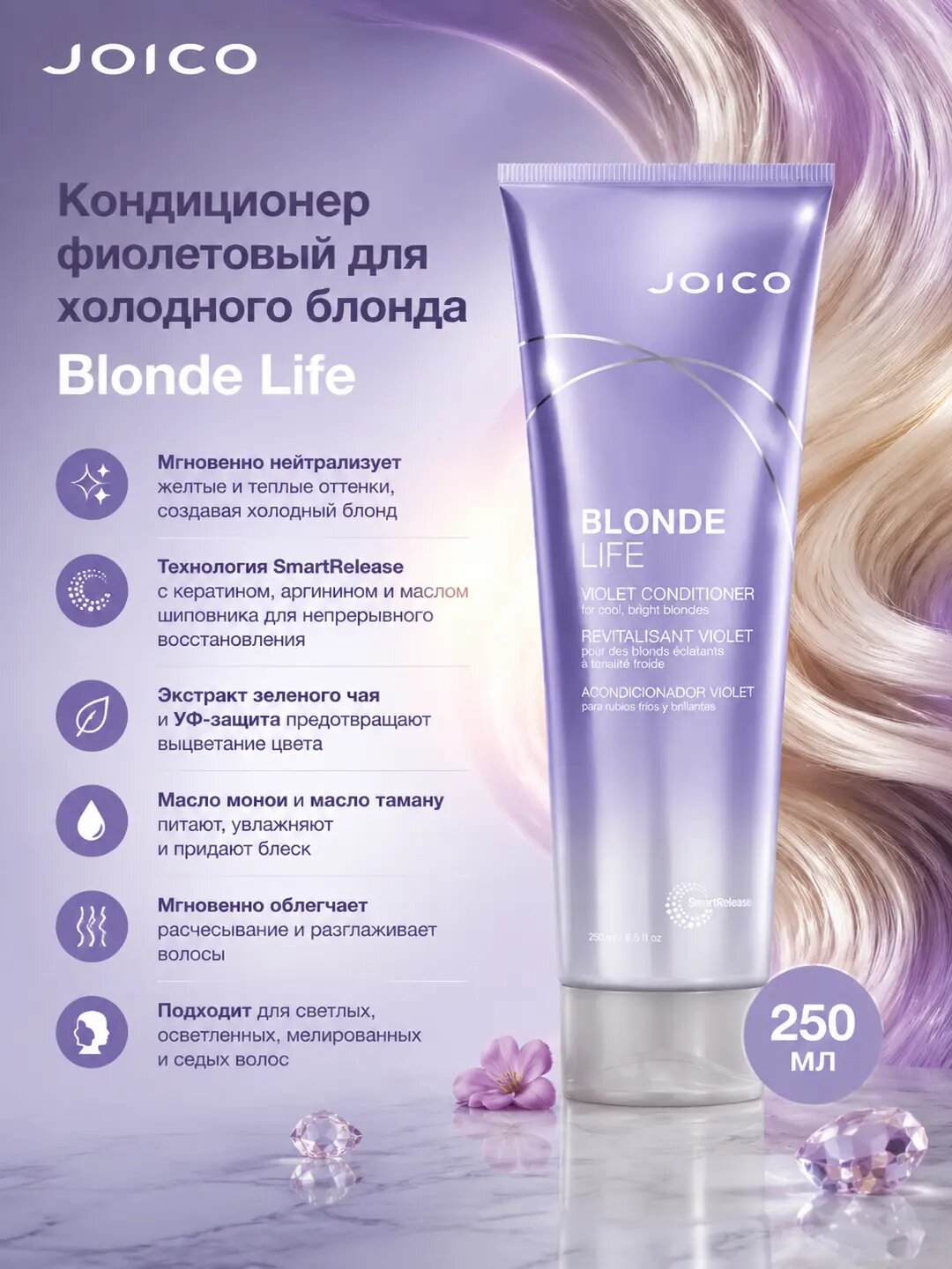Кондиционер фиолетовый для холодного блонда Color Balance Purple 250мл