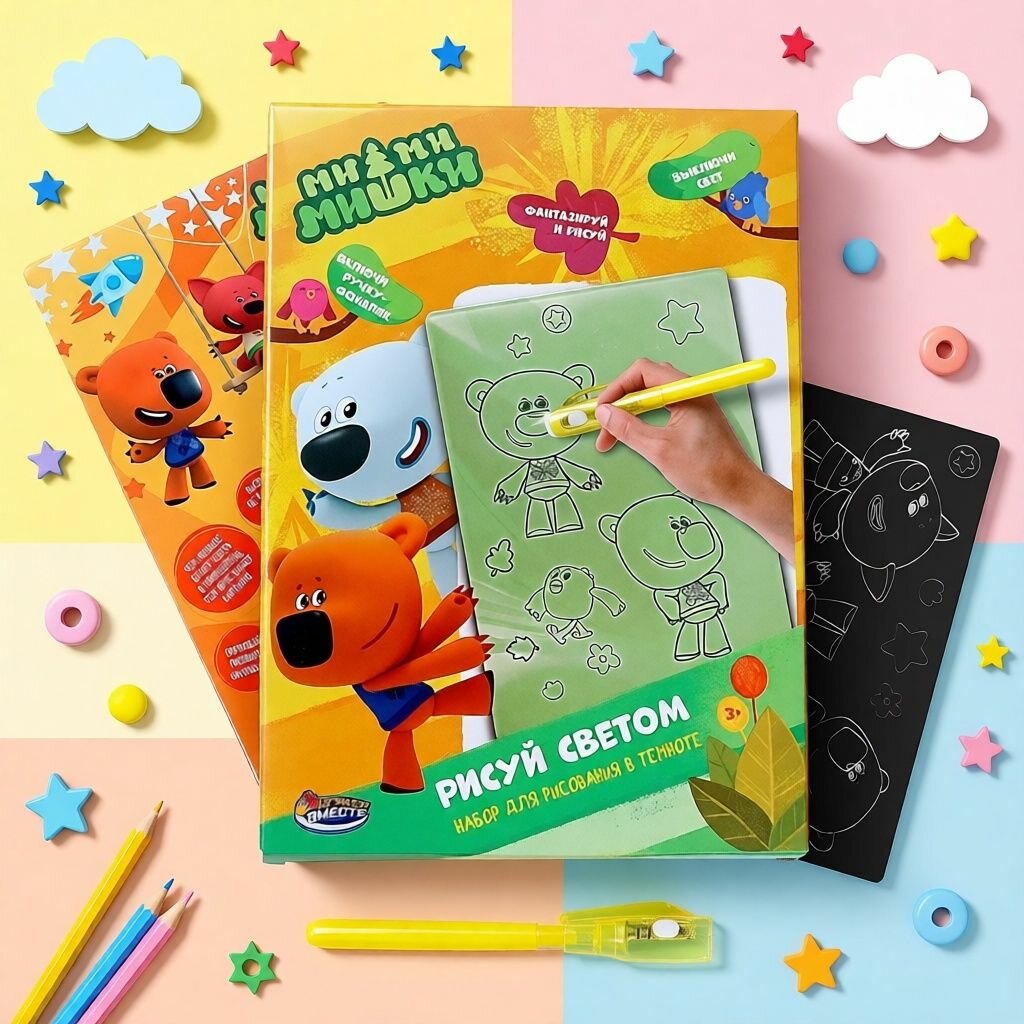 Детская доска MIMI для рисования- " Ми-ми-мишки " Рисуй светом