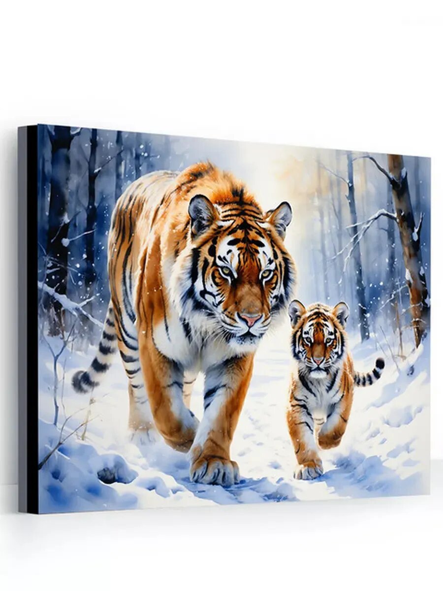 Картина на стену для интерьера "Тигры", на подрамнике, 40 x 50 см