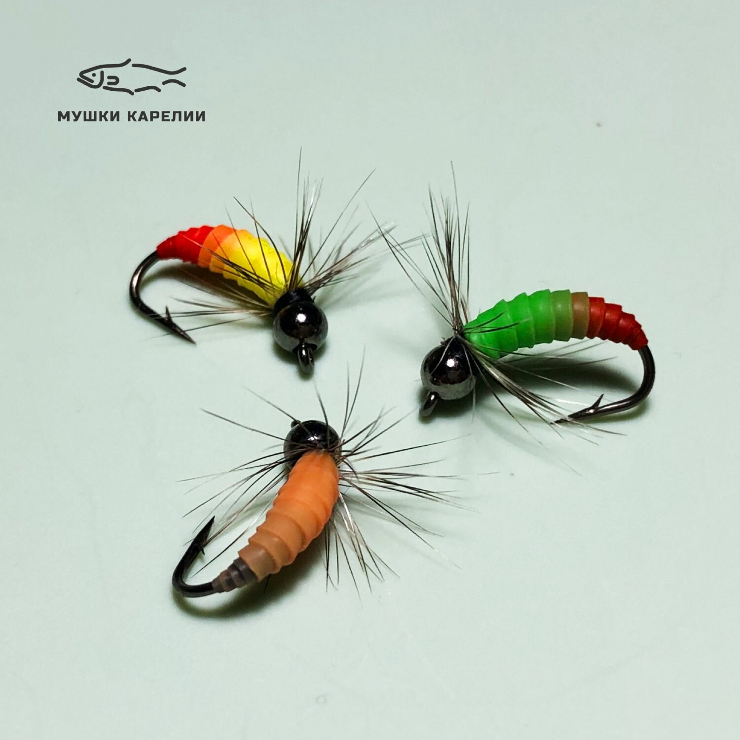 Мушки - на хариуса Nymph Skin Набор (UV)Крючок Scud #10 Черная латунная головка 3.2 мм 3 шт