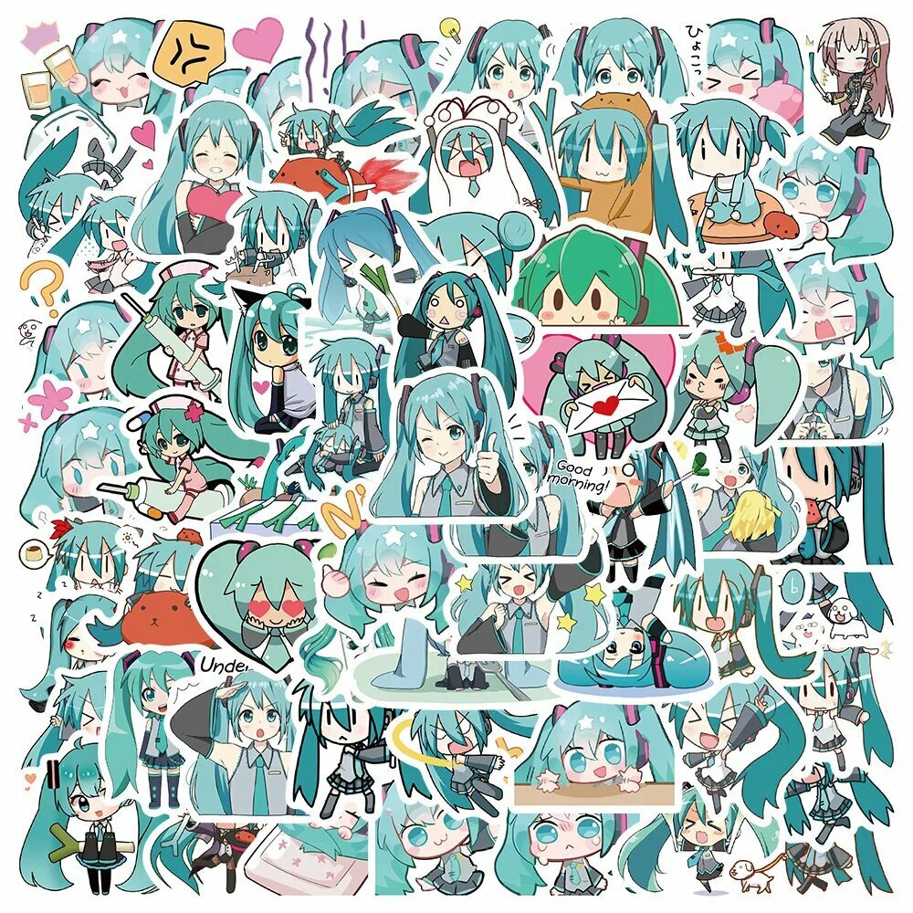 Стикеры Hatsune Miku 65 штук