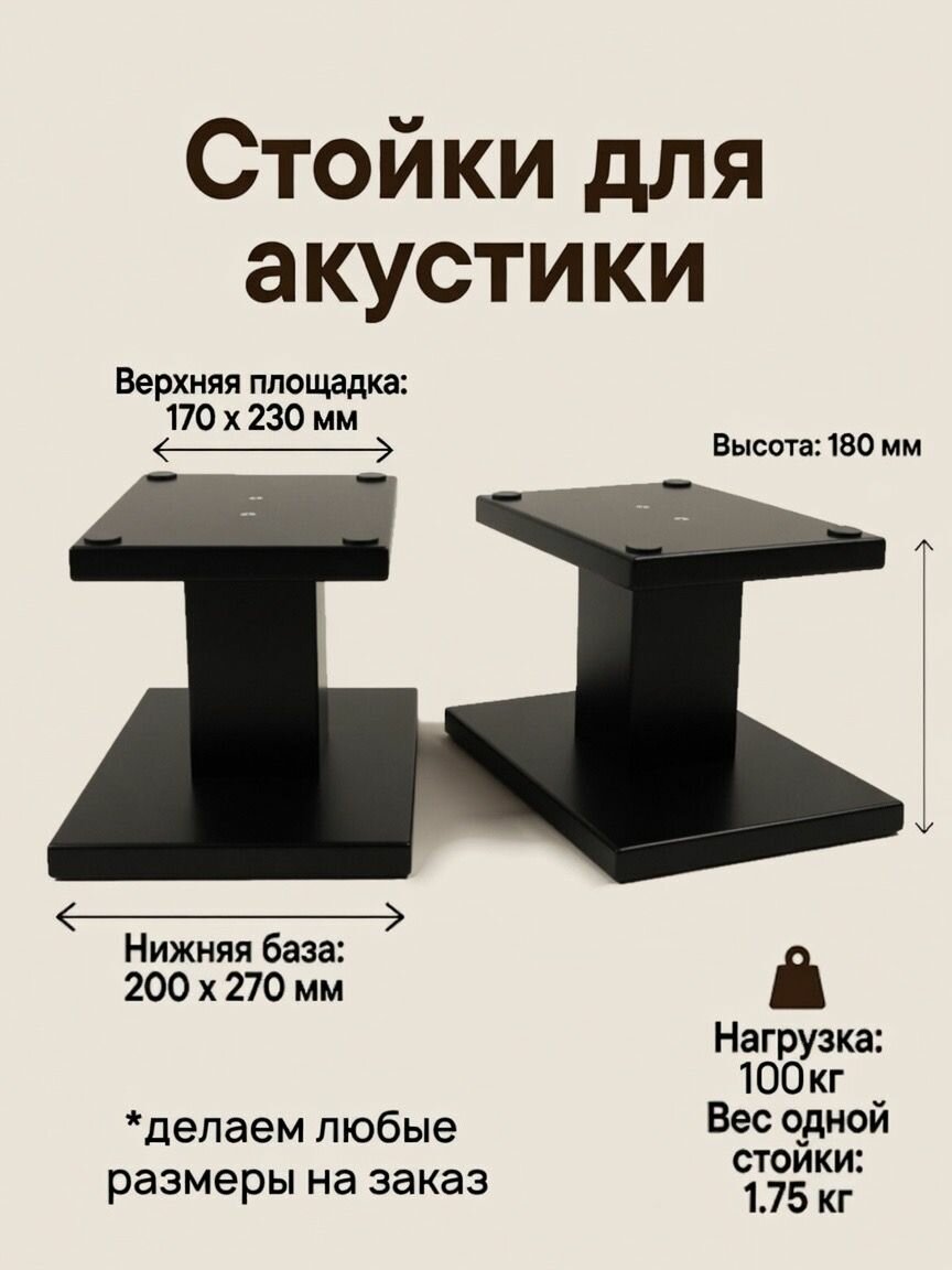 Стойки для акустики настольные, колонок, студийных мониторов (цвет Черный) 2шт.