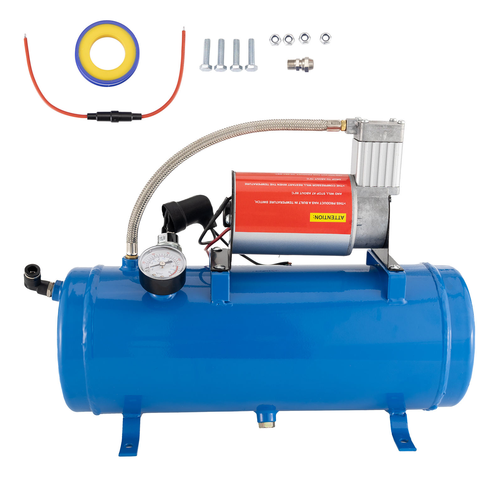 Компрессор воздушный с ресивером 6л, 12V, 150 PSI, для пневмосигнала и быстрой подкачки шин, синий арт. 72232M36C