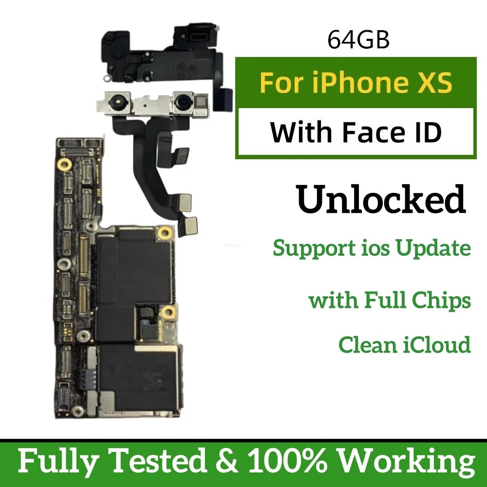 Полностью разблокированная материнская плата для iPhone XR/X/Xs Max с/без Face Xs 64G with Face ID