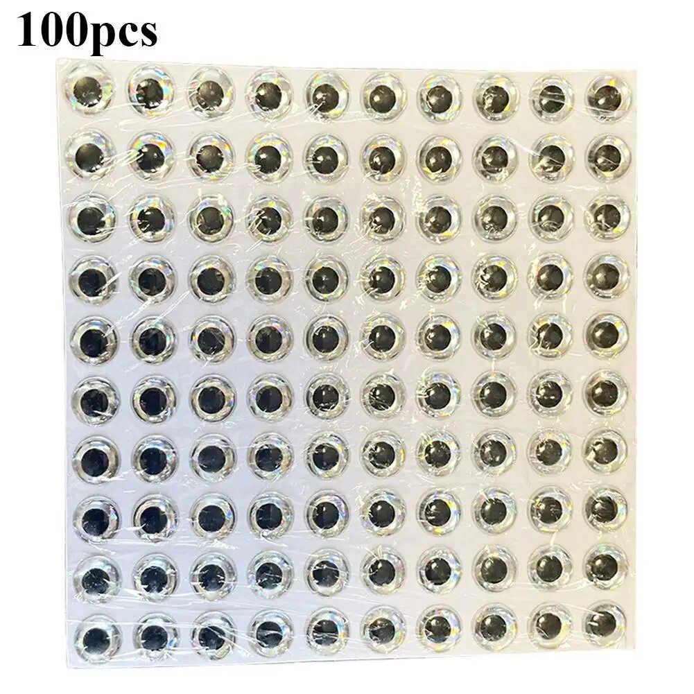 Белые 3D голографические глаза для рыбалки 8 мм (100 шт)