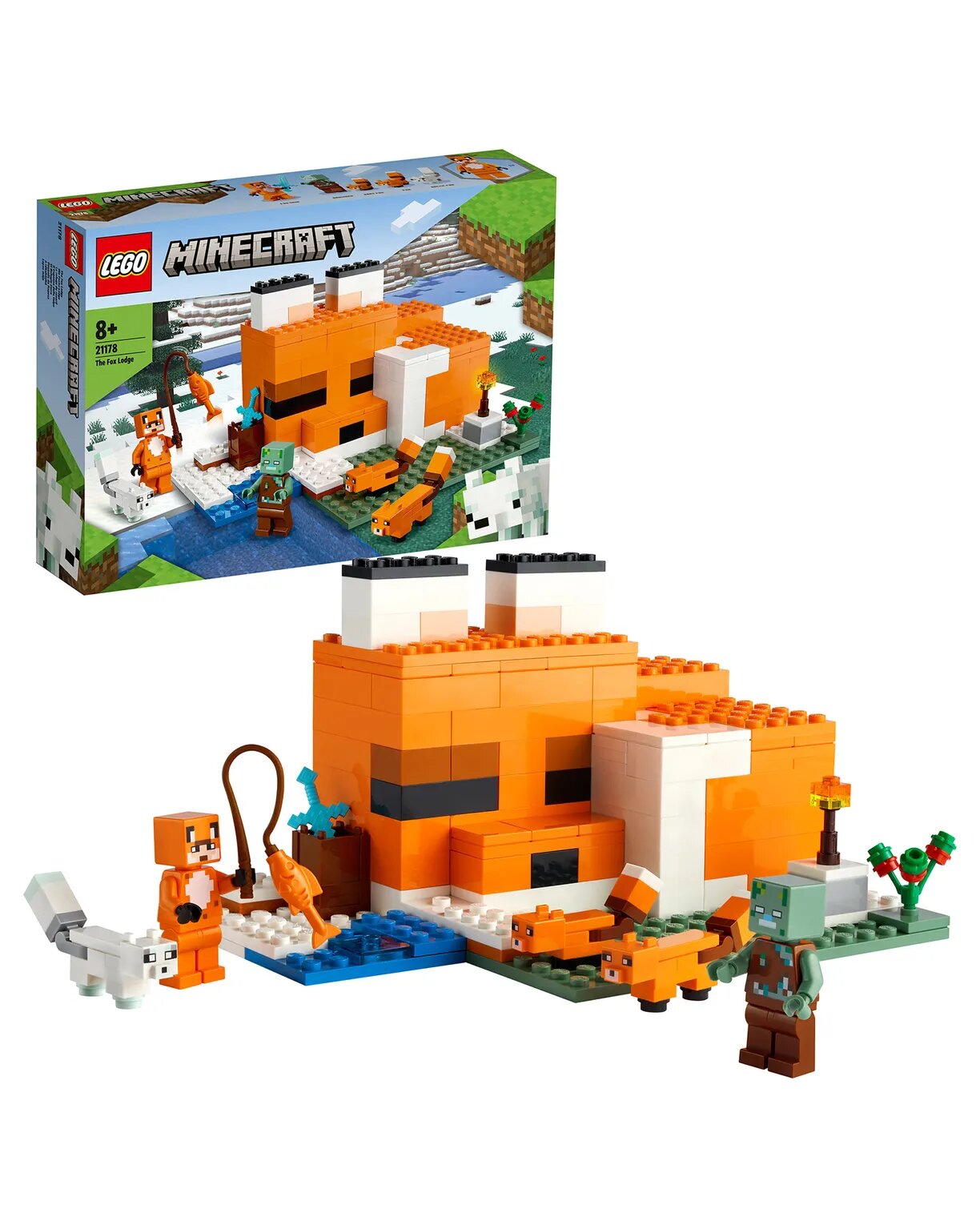 Конструктор LEGO Minecraft 21178 Лисья хижина, оранжевый, 193 дет.