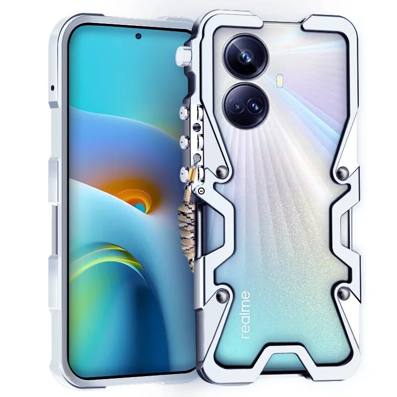 Realme 10 PRO PLUS PRO + роскошный металлический чехол из Realme 10 PRO 5G, Серебряный, серебристый